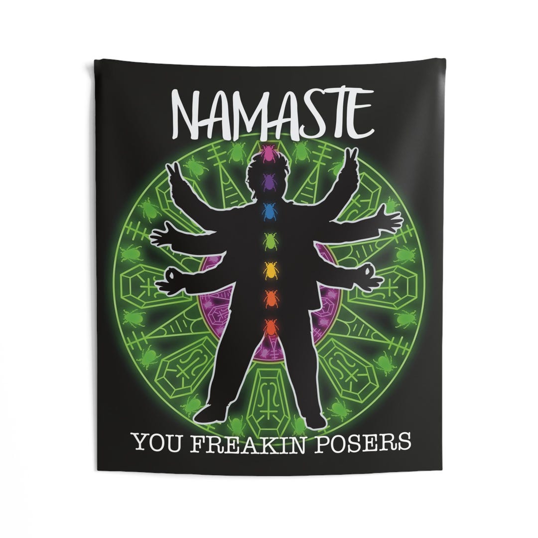 Beetlejuice Namaste Wall Tapestry, Halloween Decor, Gothic Home Decor ...