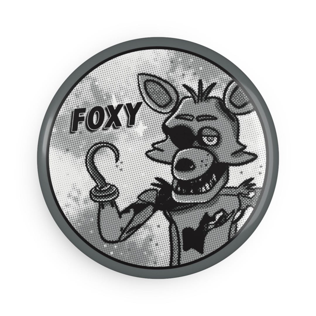 FNAF Newsprint Foxy Button Magnet, Five Nights at Freddys Magnet, Kids ...