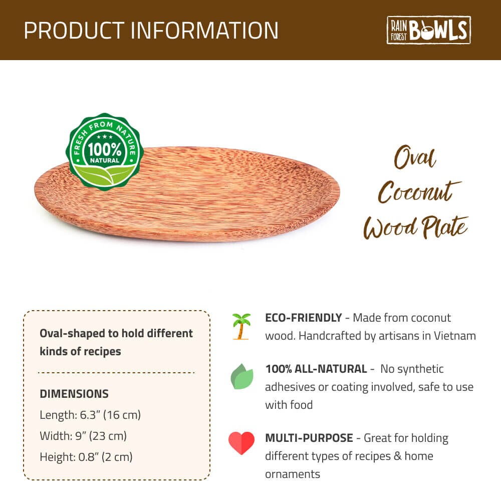 Oval Coconut Wood Plate Handcarved From Eco-friendly Coconut - Etsy