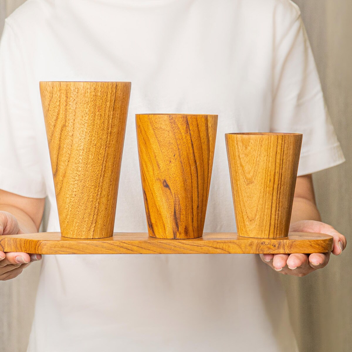 Straight Side Teak Wood Cup - Tall - Etsy