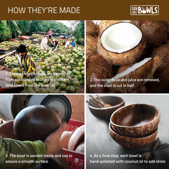 Boho Lifestyle Combo 4 Earth & Sand Art Coconut Bowls Handcrafted from ...