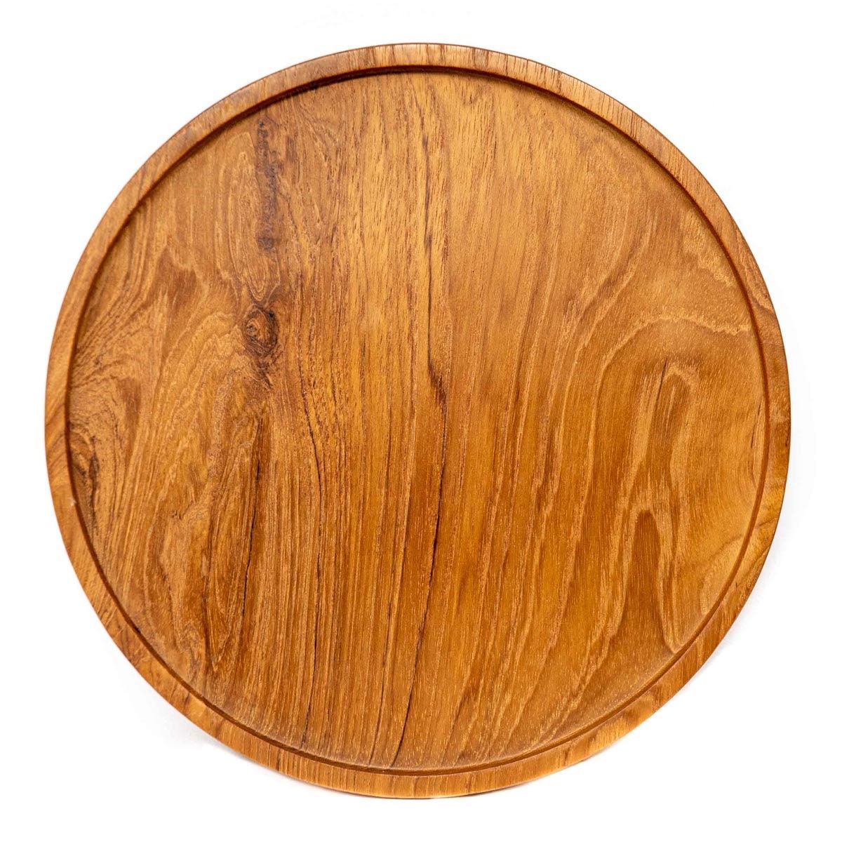 12 Inch Round Rimmed Teak Wood Plate - Etsy