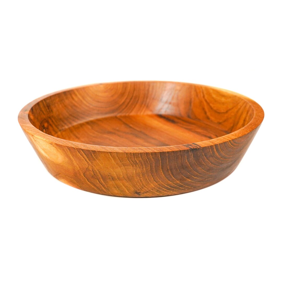 Slanted Side Teak Wood Bowl - Jumbo - Etsy