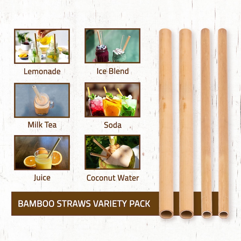 4 All-natural Bamboo Straws Regular & Boba Straw Sizes - Etsy
