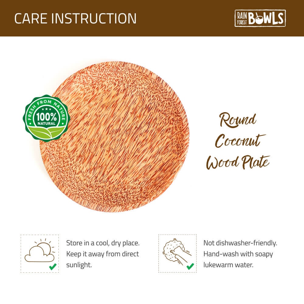 Round Coconut Wood Plate | Handcarved From Eco-friendly Coconut Wood ...