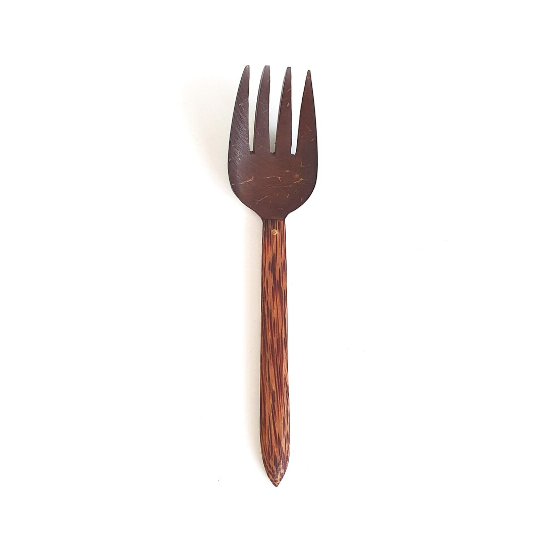 Coconut Shell Fork W/ Coconut Wood Handle Handmade From Upcycled ...