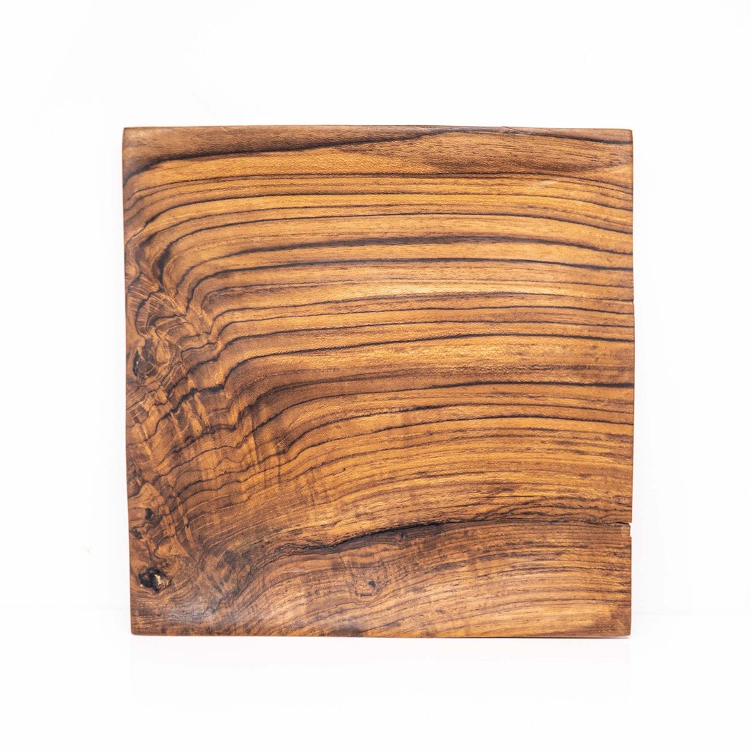 Square Teak Wood Plate medium Hand-carved From Indonesian Teak Wood Eco ...