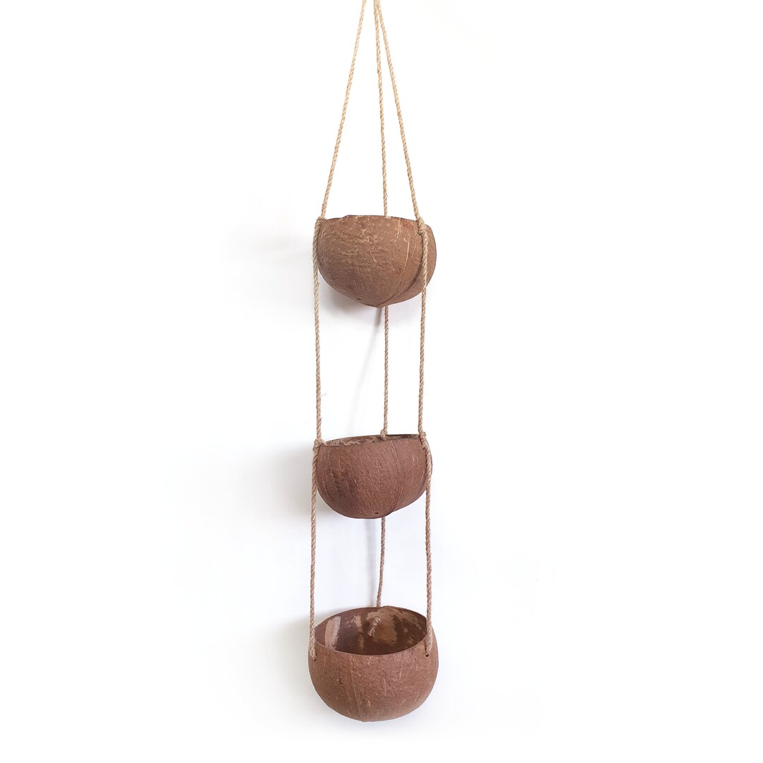 Hanging Coconut Planter (3-tier) | Sustainably Made From Reclaimed ...