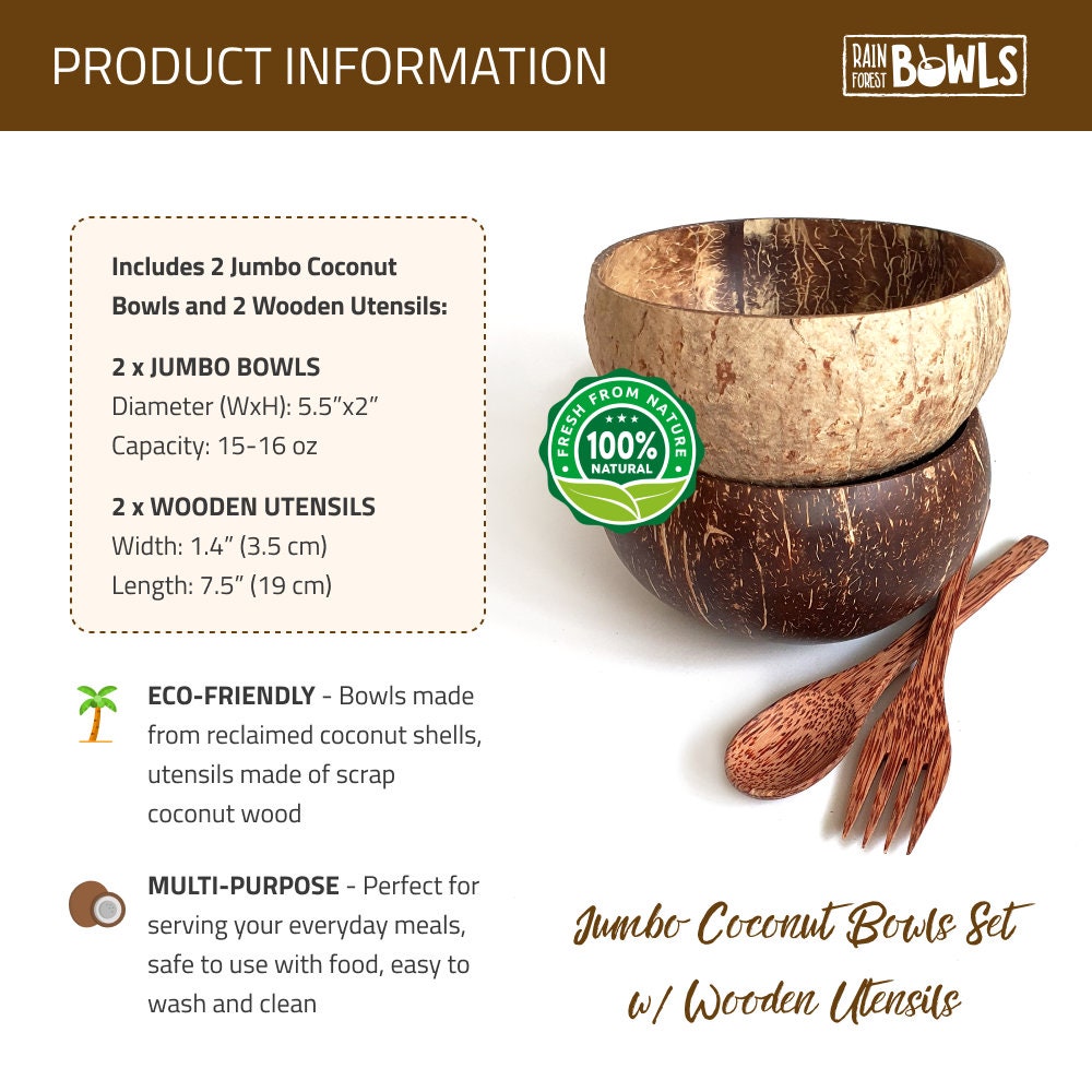 2 Jumbo Coconut Bowls raw & Original 2 Coconut Wood - Etsy