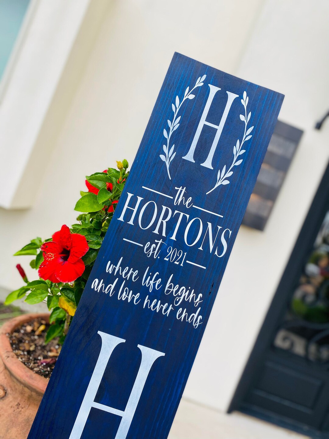 Modern Rustic Wood Sign, Vertical Wooden Sign, Customizable Last Name ...