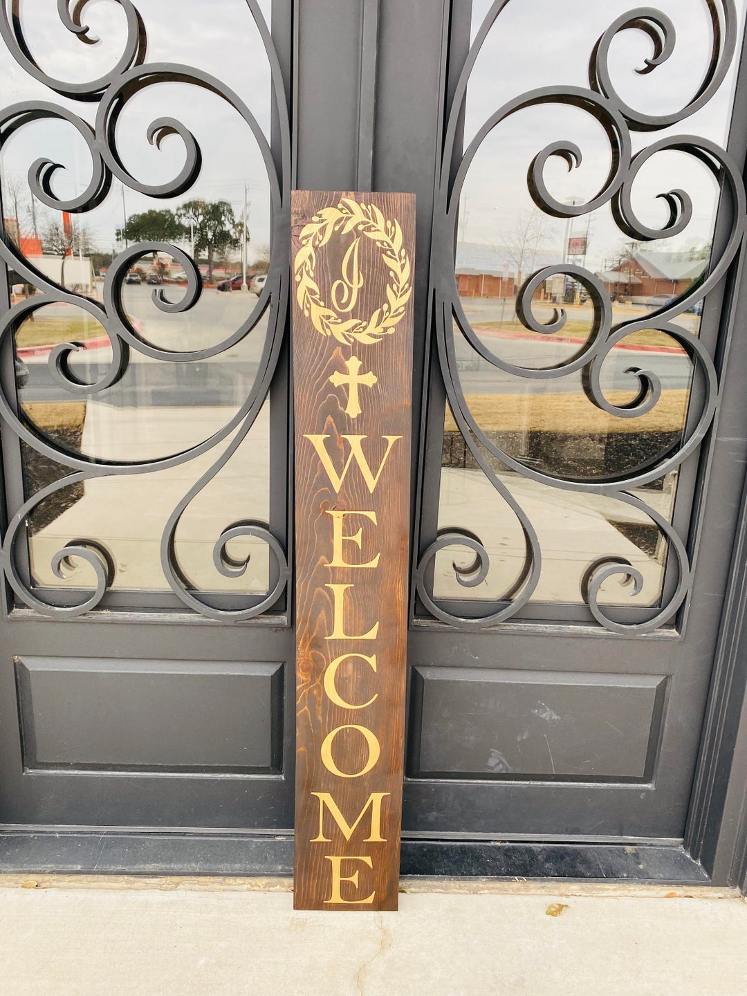 Elegant Bienvenidos Welcome Sign - Spanish Sign - Porch Leanerfront ...