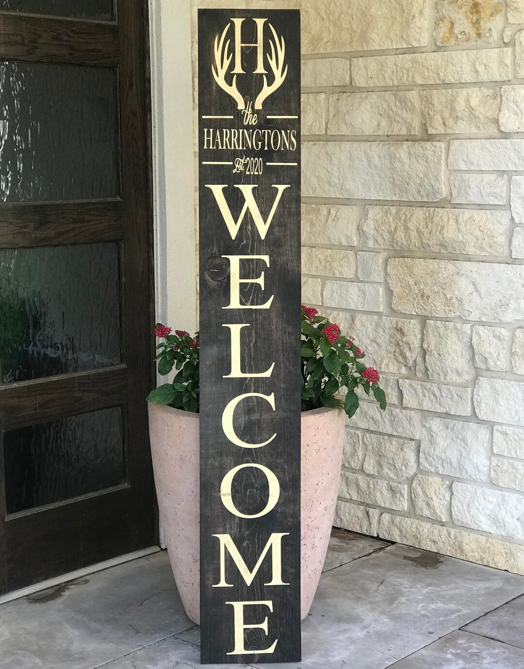 XL Available WELCOME Sign, Vertical Wooden Sign, Customizable Last Name ...