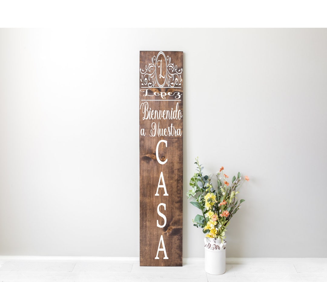 XL Available Spanish Front Porch WELCOME Sign, Vertical Wooden Sign ...