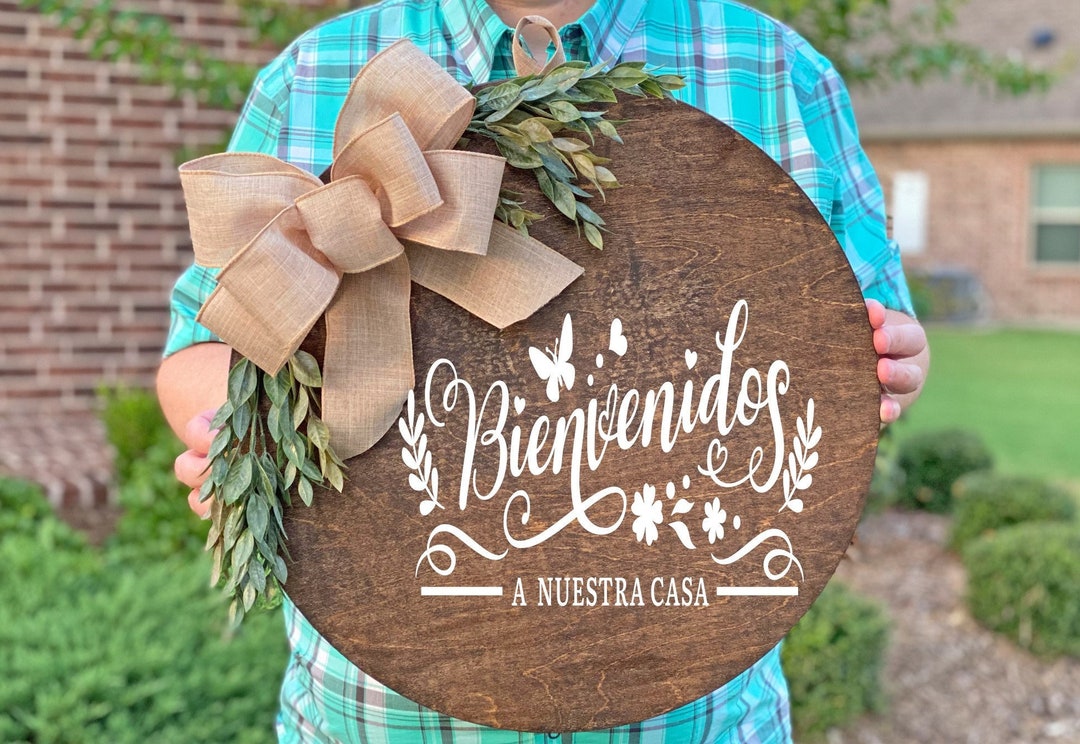 Free Shipping, Spanish Porch Welcome Sign, Español Wooden Sign, Spanish ...