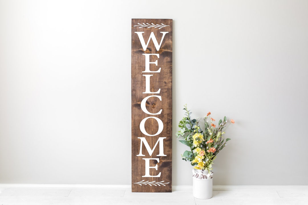 XL Available WELCOME Sign, Vertical Wooden Sign, Customizable Last Name ...