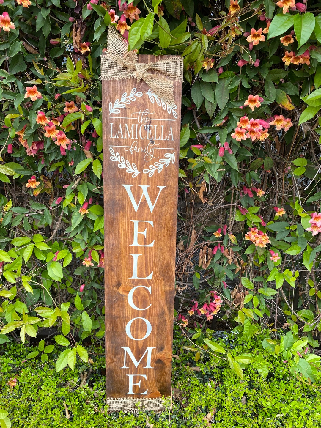 XL Available WELCOME Sign, Vertical Wooden Sign, Customizable Last Name ...