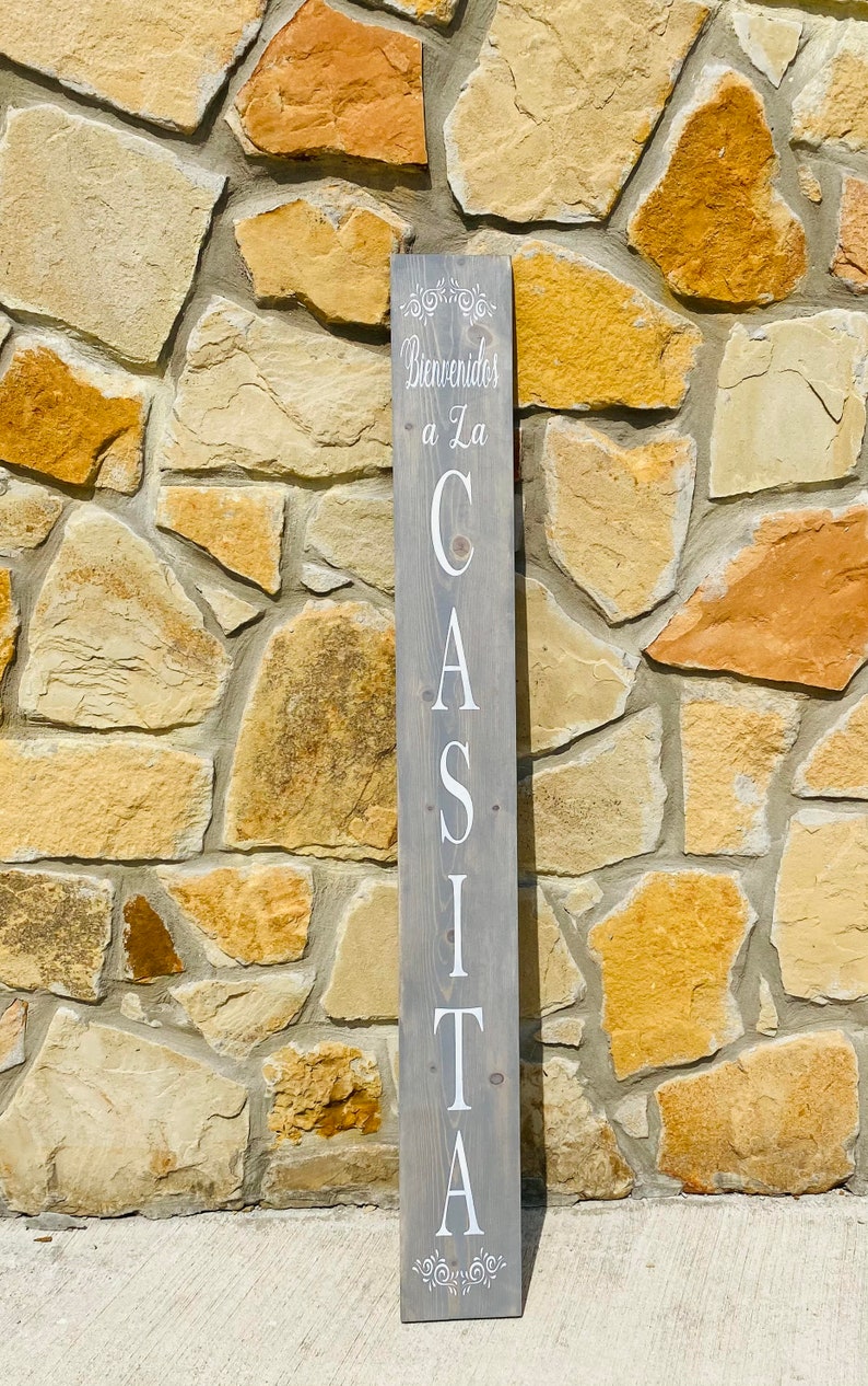 Bienvenidos Welcome Sign - Spanish Welcome Sign - Porch Leanerfront ...