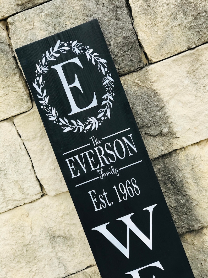 XL Available WELCOME Sign, Vertical Wooden Sign, Customizable Last Name ...
