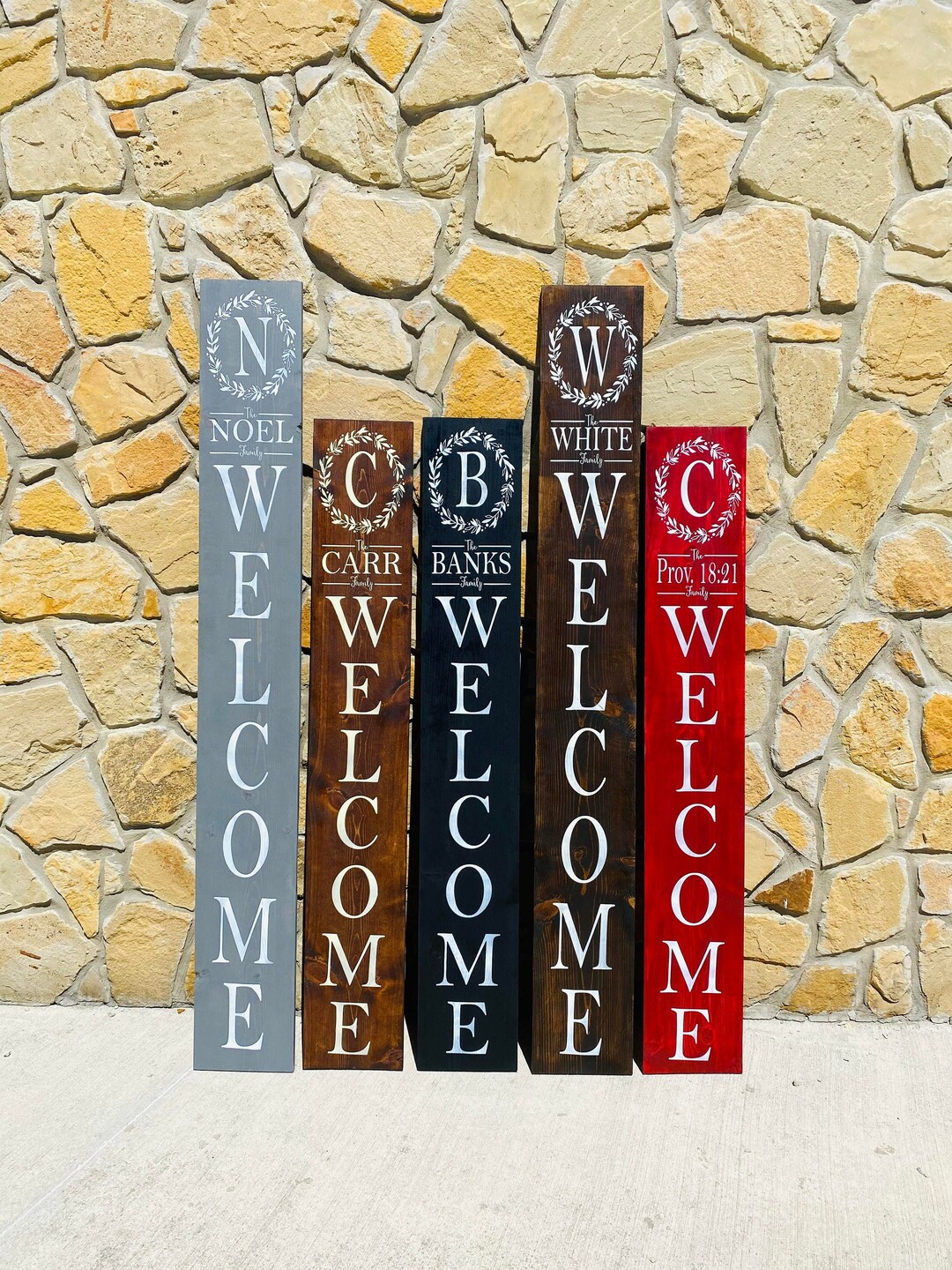 Modern Rustic Wood Sign, Vertical Wooden Sign, Customizable Last Name ...