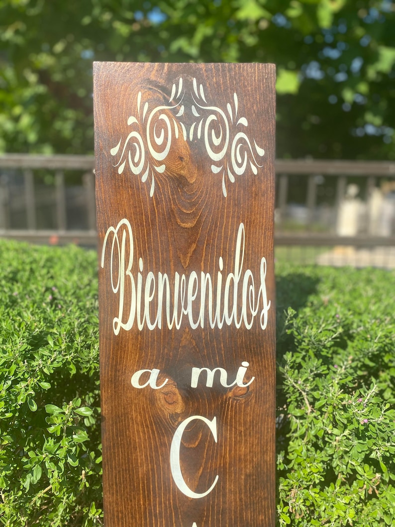 Bienvenidos Welcome Sign - Spanish Welcome Sign - Porch Leanerfront ...