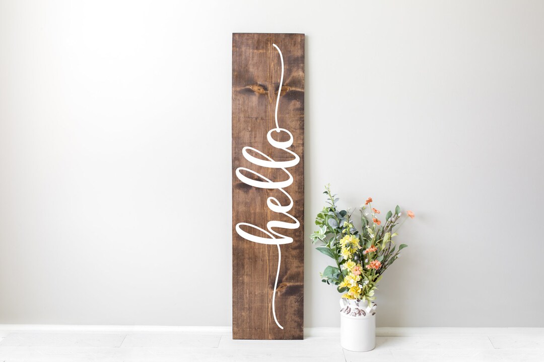 Hello Cursive Welcome Porch Sign, Summer Sign, Spring Sign, Modern ...