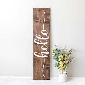 Hello Cursive Welcome Porch Sign, Summer Sign, Spring Sign, Modern ...