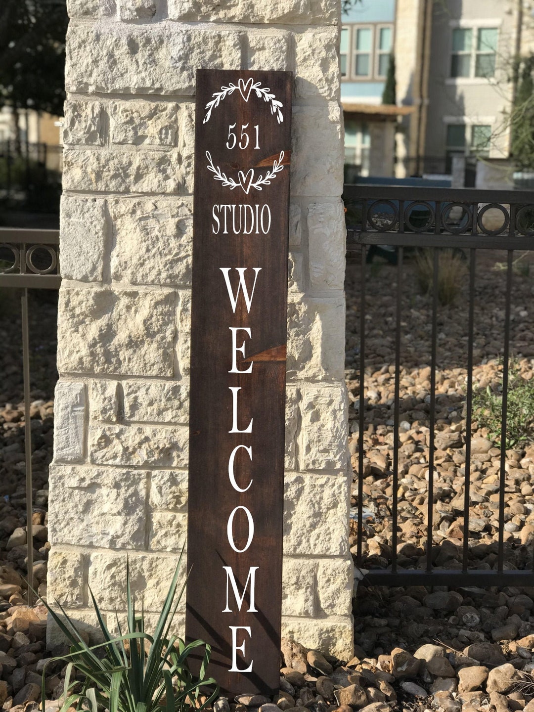 BUSINESS WELCOME Sign, Vertical Wooden Sign, Customizable Business Name ...