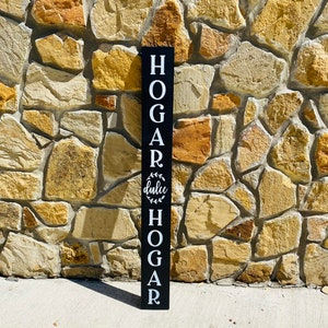 Front Porch WELCOME Sign, Español Vertical Wooden Sign Hogar Dulce ...