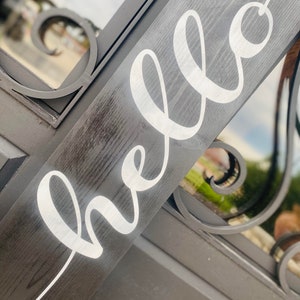 Hello Cursive Welcome Porch Sign, Summer Sign, Spring Sign, Modern ...