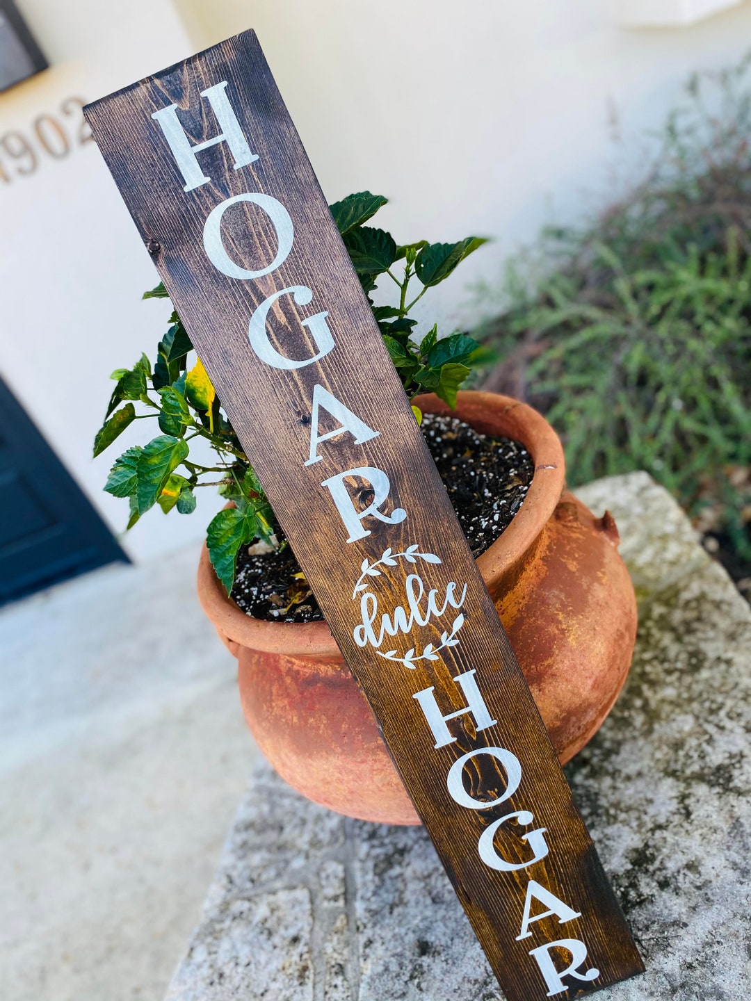 Front Porch WELCOME Sign, Español Vertical Wooden Sign Hogar Dulce ...