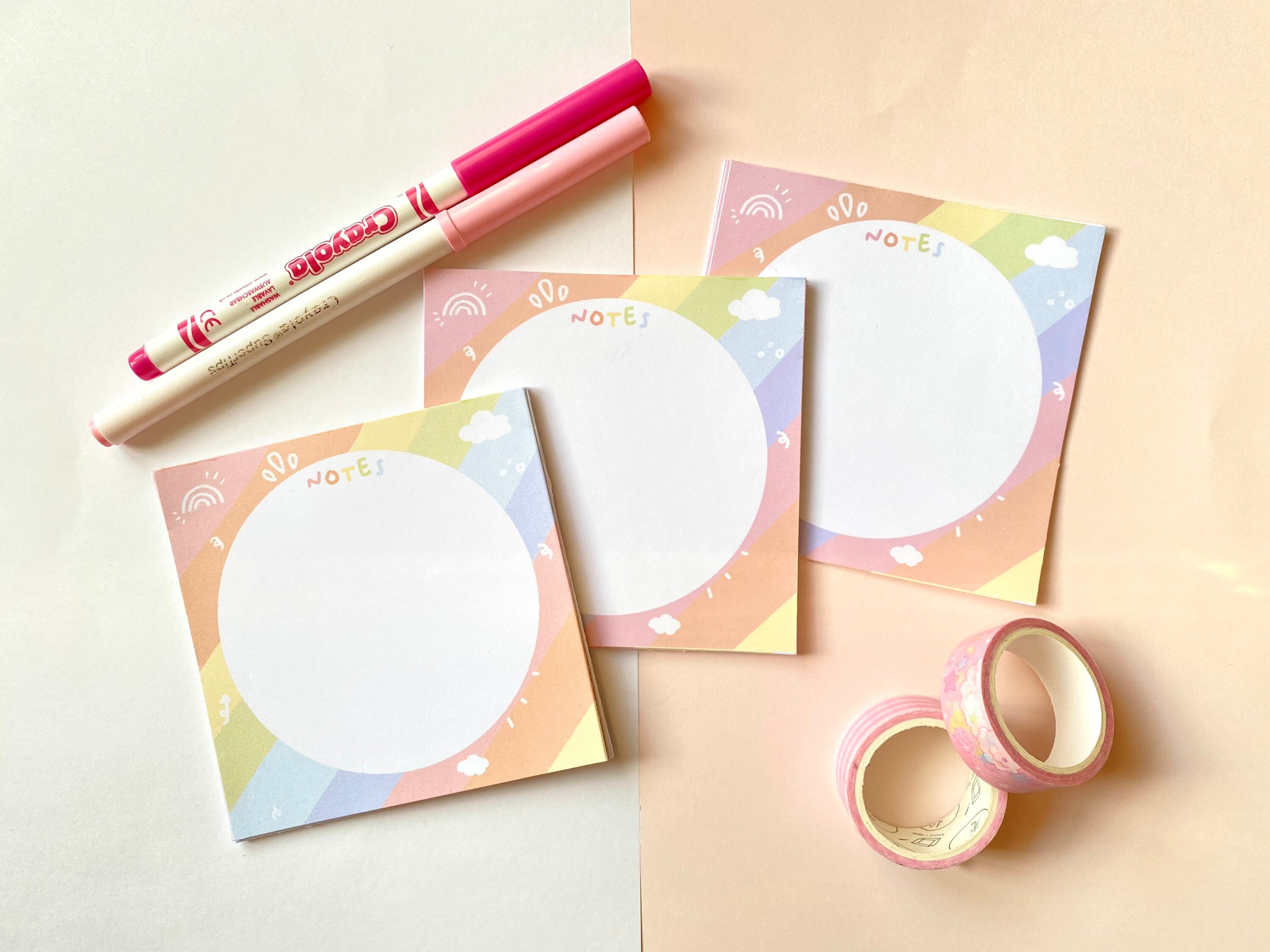 Handmade Kawaii Memo Notepad// kawaii cute rainbow | Etsy