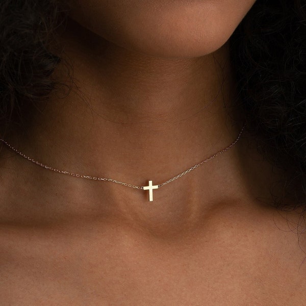 Small Cross Necklace - Etsy