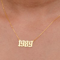 Personalized Two Number Necklace,birth Year Necklace,old English Number ...