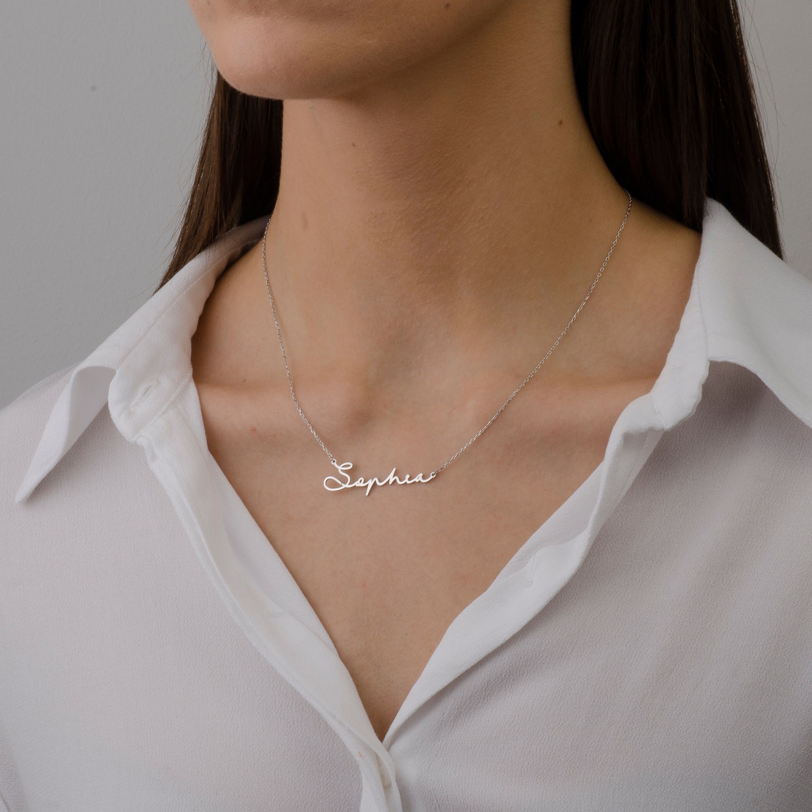 SILVER NAME NECKLACE Signature Necklaces Personalized - Etsy