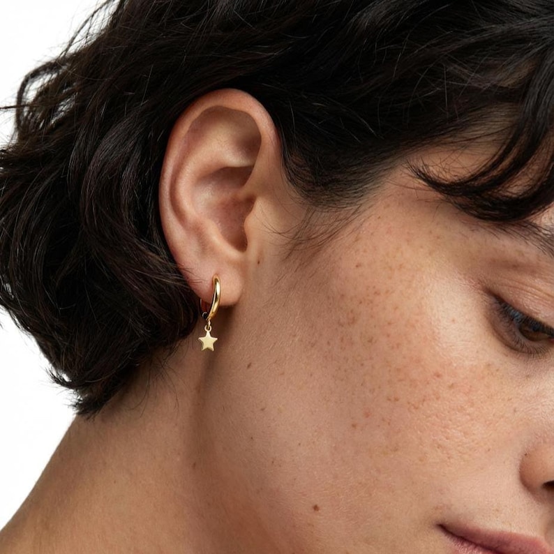 18K Gold Star Earrings, Tiny Star Earrings, Minimalist Jewelry, Star ...