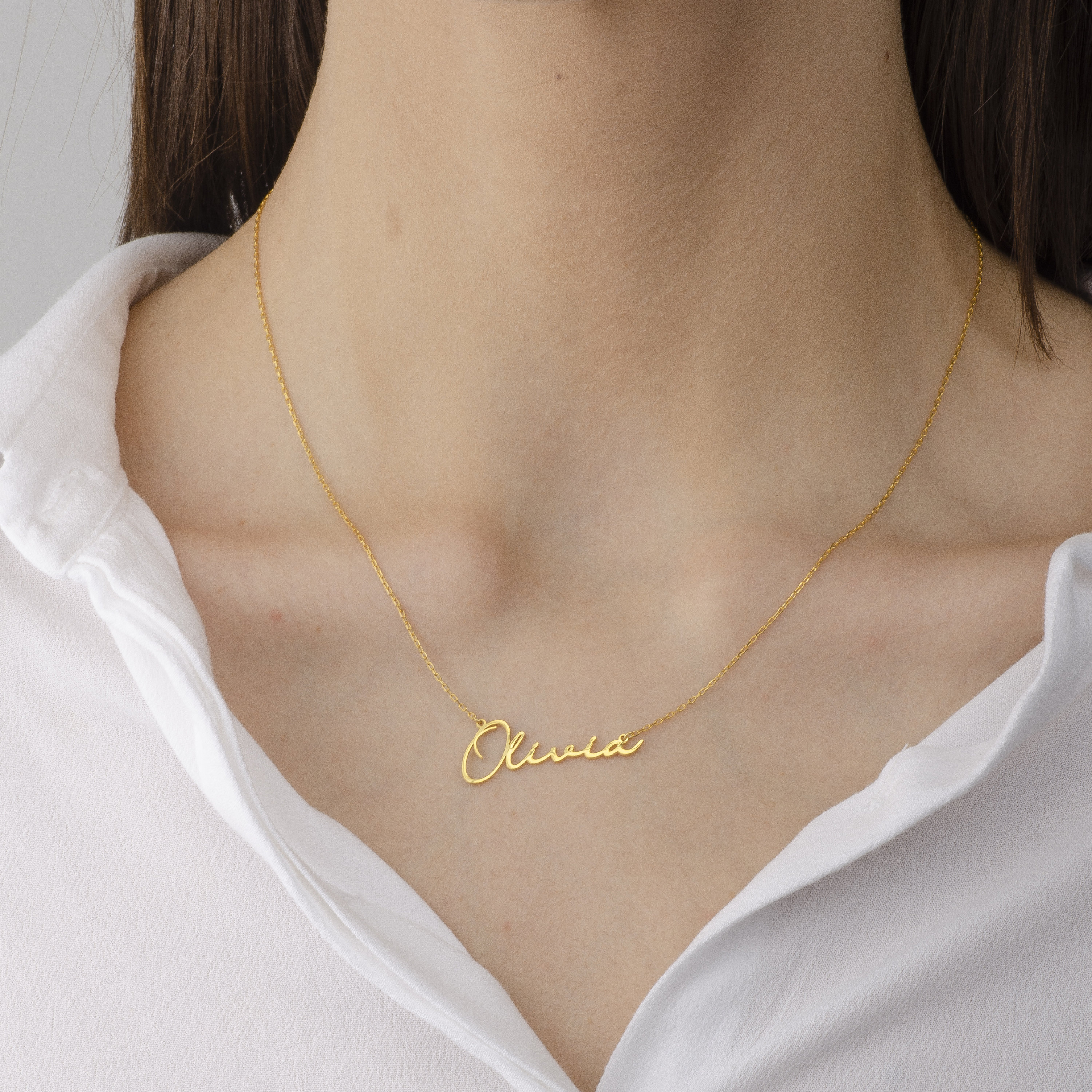 Gold Name Necklace 18K Gold Rose Dainty Name Necklace 925K - Etsy