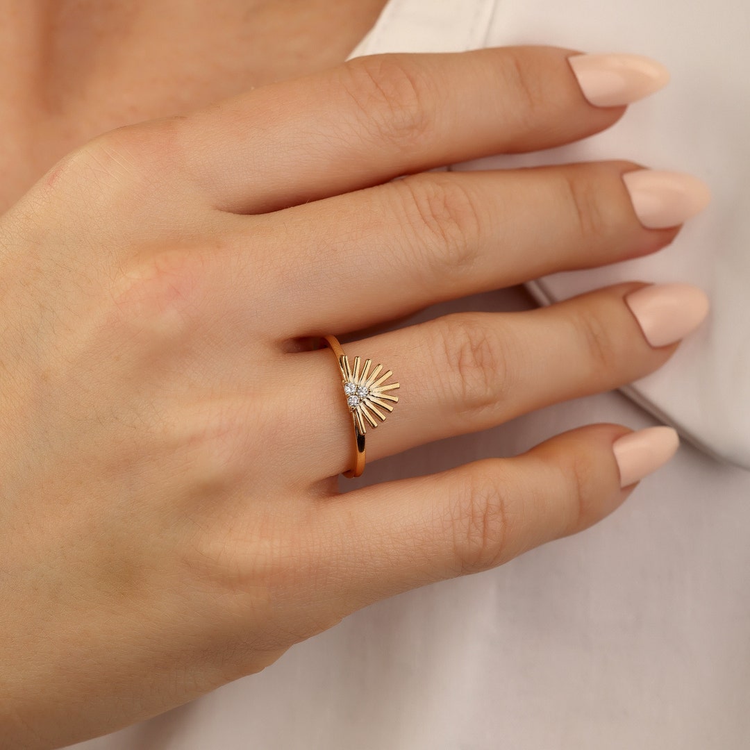 Sun Ring / Rising Sun Ring / Gold Dainty Ring / Sterling Silver Ring ...