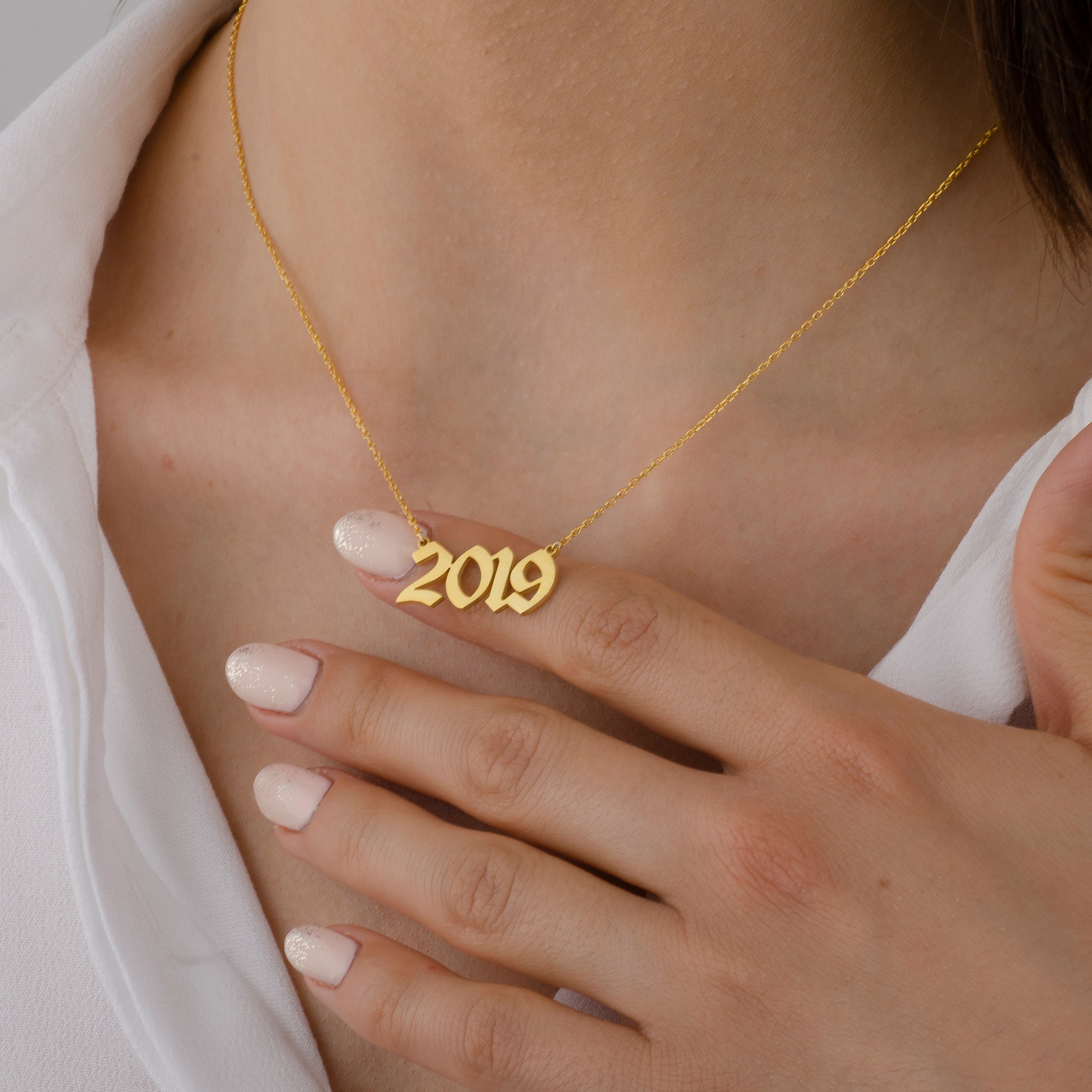 Year Necklace Custom Number Necklace Name and Date - Etsy