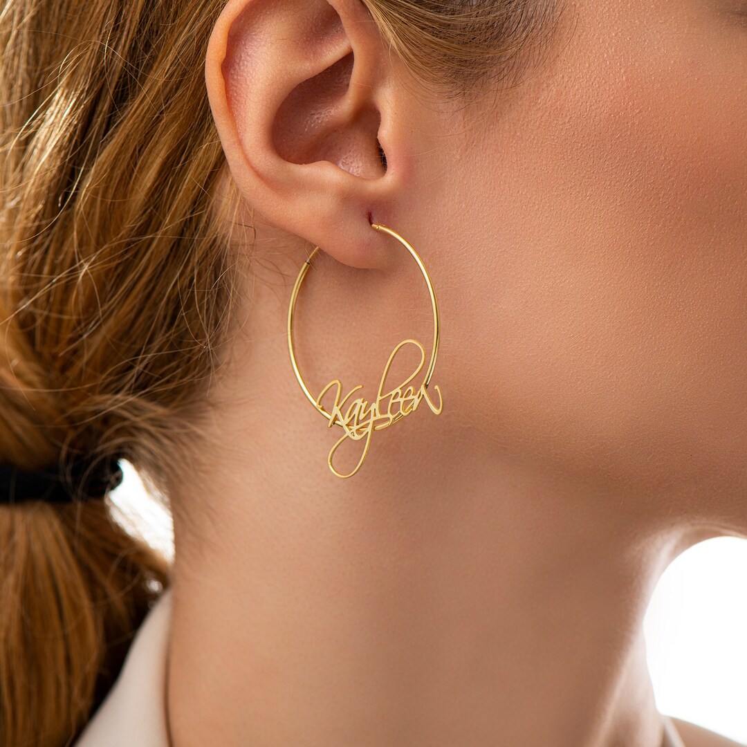 Custom Hoop Earrings , Sterling Silver Name Earring , Gift for Her ...