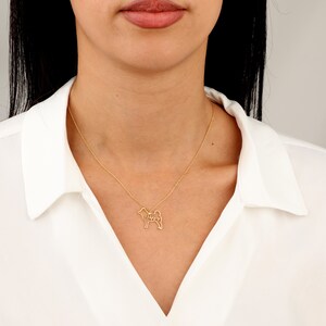 Dog Necklace, 18K Gold Dog Breed Silhouette Necklace, Silver Dog Name ...