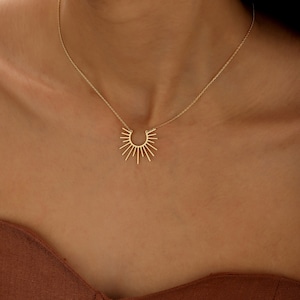 Gold Sun Necklace/ Sunshine Silver Necklaces / Dainty Sunburst Charm ...