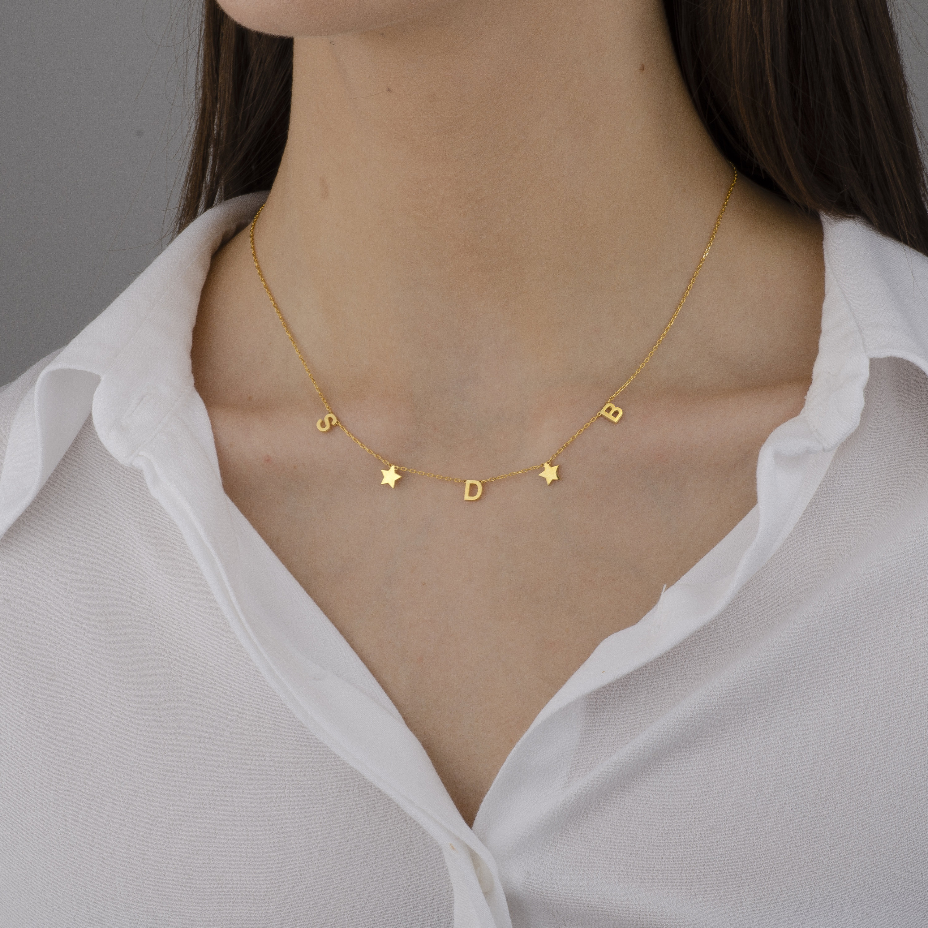 Custom Letter Necklace Spaced Letter Necklace in Rose Gold - Etsy