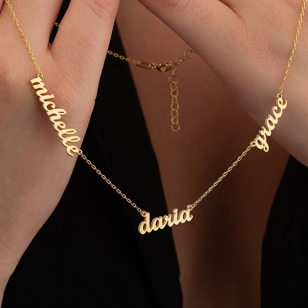THREE NAME NECKLACE, Triple Name Necklace, Children Names Necklace ...