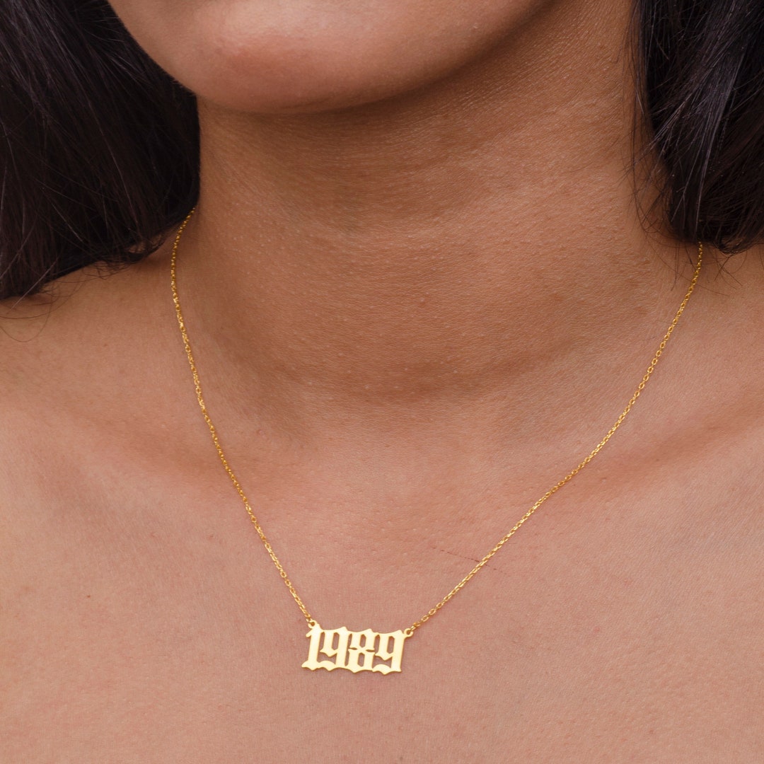 Year Necklace, Birth Year Necklace, Custom Date Necklace, Name and Date ...