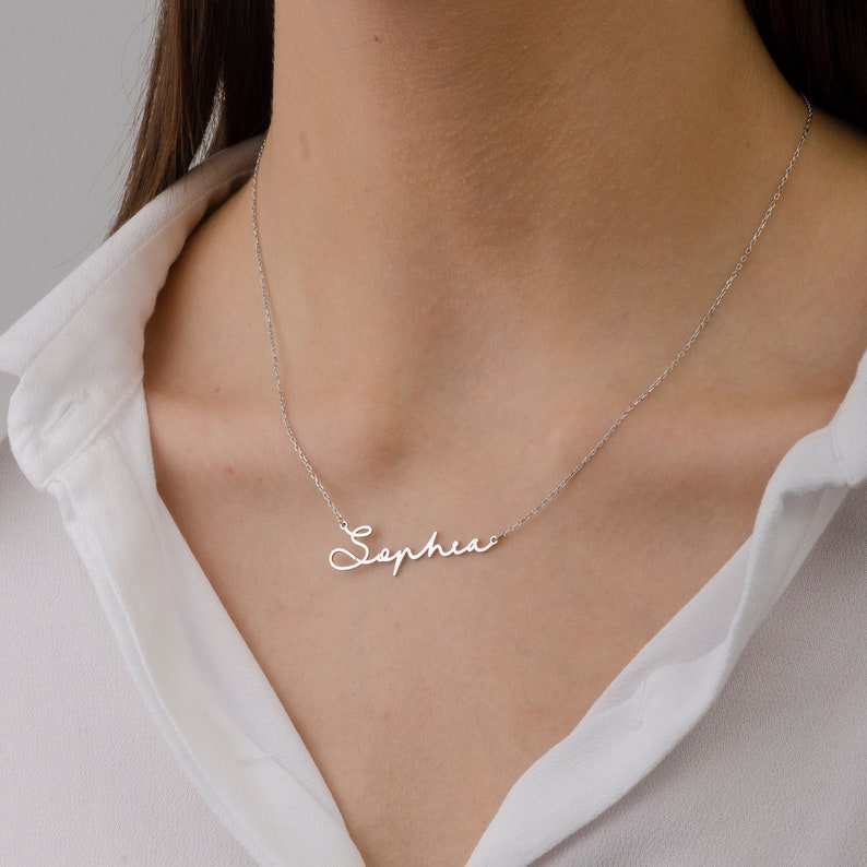 SILVER NAME NECKLACE Signature Necklaces Personalized - Etsy