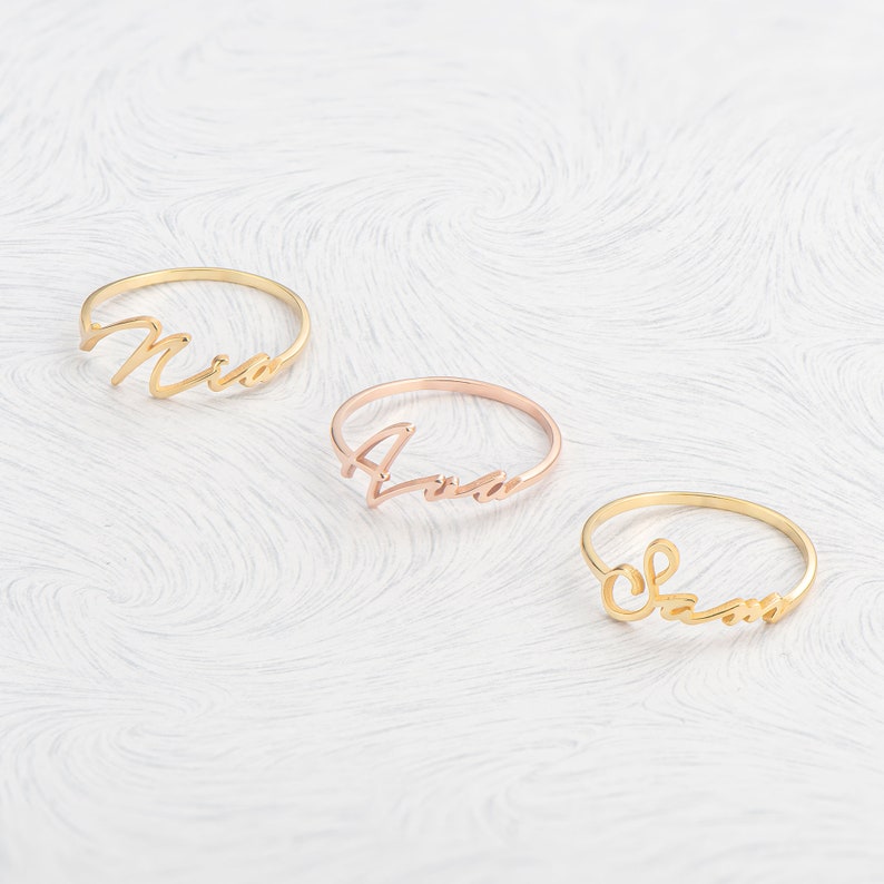 Stackable Name Rings Name Ring Personalized Rings Gold Name - Etsy