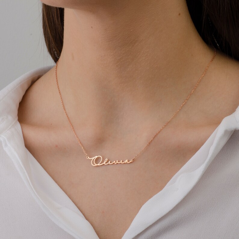 SILVER NAME NECKLACE Signature Necklaces Personalized - Etsy