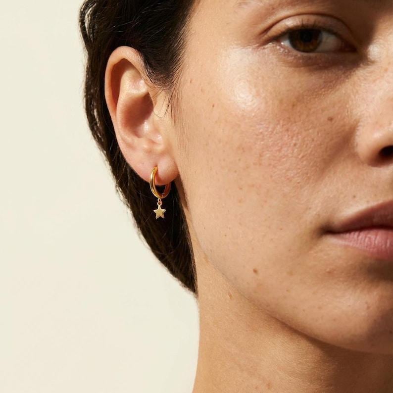 18K Gold Star Earrings, Tiny Star Earrings, Minimalist Jewelry, Star ...