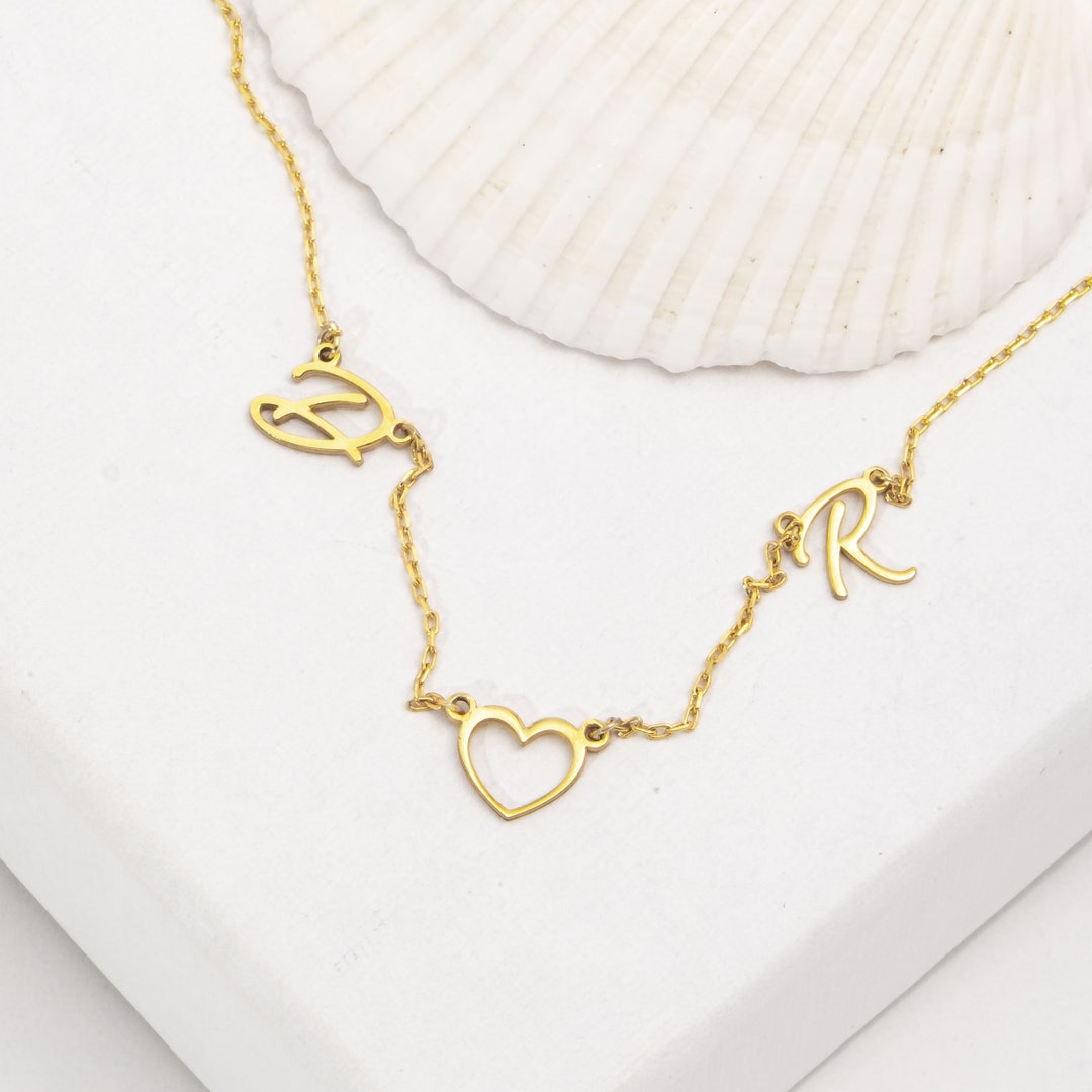 Initial Necklace, Two Letter Necklace, 2 Letter Necklace , Personalized ...
