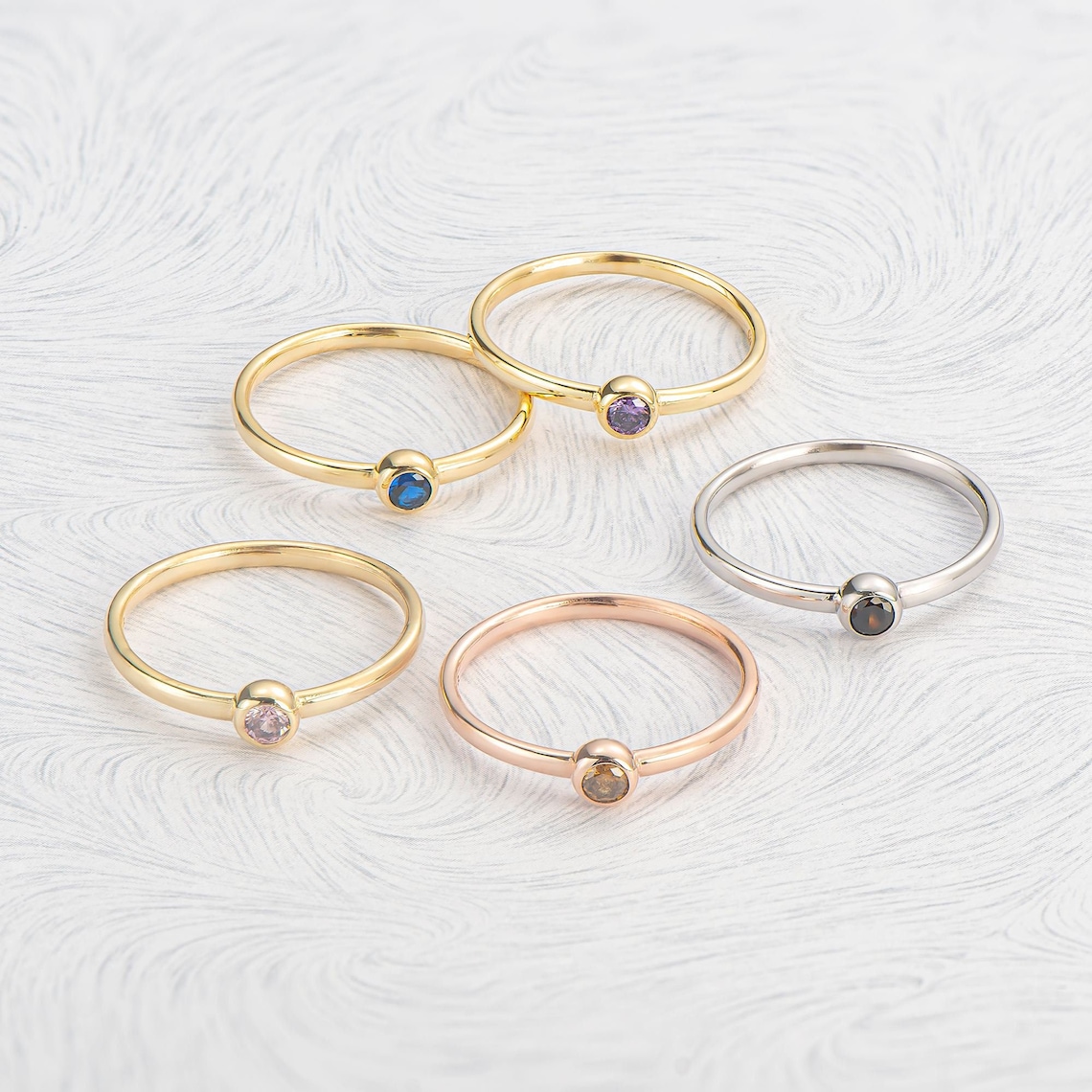 Tiny Stackable Birthstone Ring Gemstone Ring in Sterling | Etsy